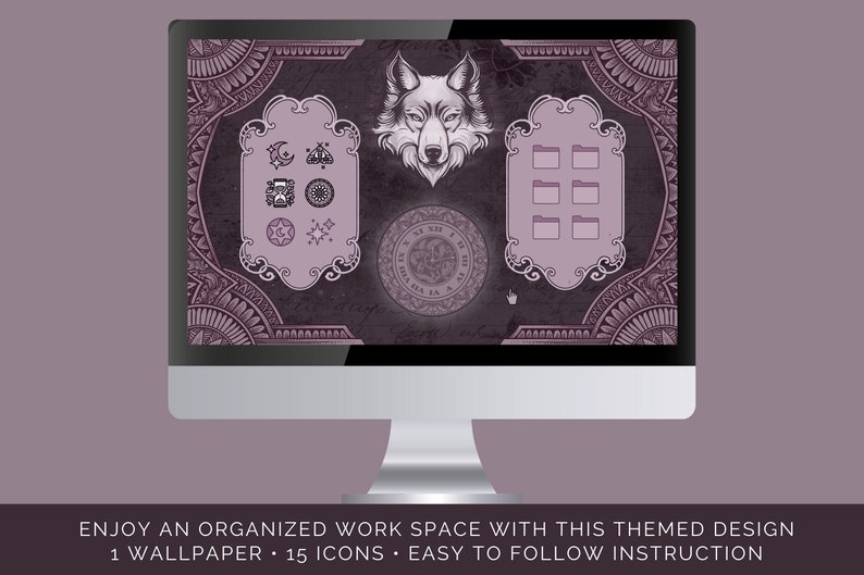 Mac PC Desktop Wallpaper Folder Icons Wolf Witch Plum Desktop Organizer ...