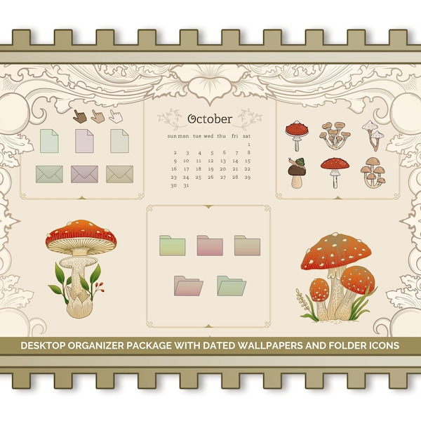 Mushroom Desktop Wallpaper - Etsy