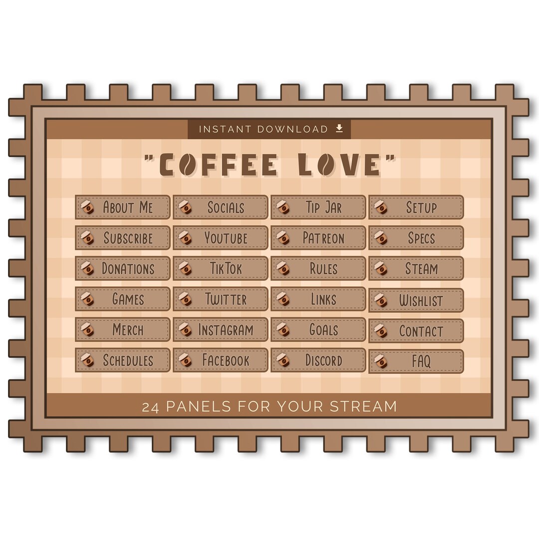 Cottagecore Twitch Panels, Stream Design Buttons coffee Love Cozy ...