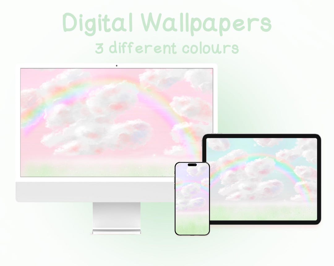 Clouds and Rainbow || Digital Wallpapers 3 Colours for Every Device ...