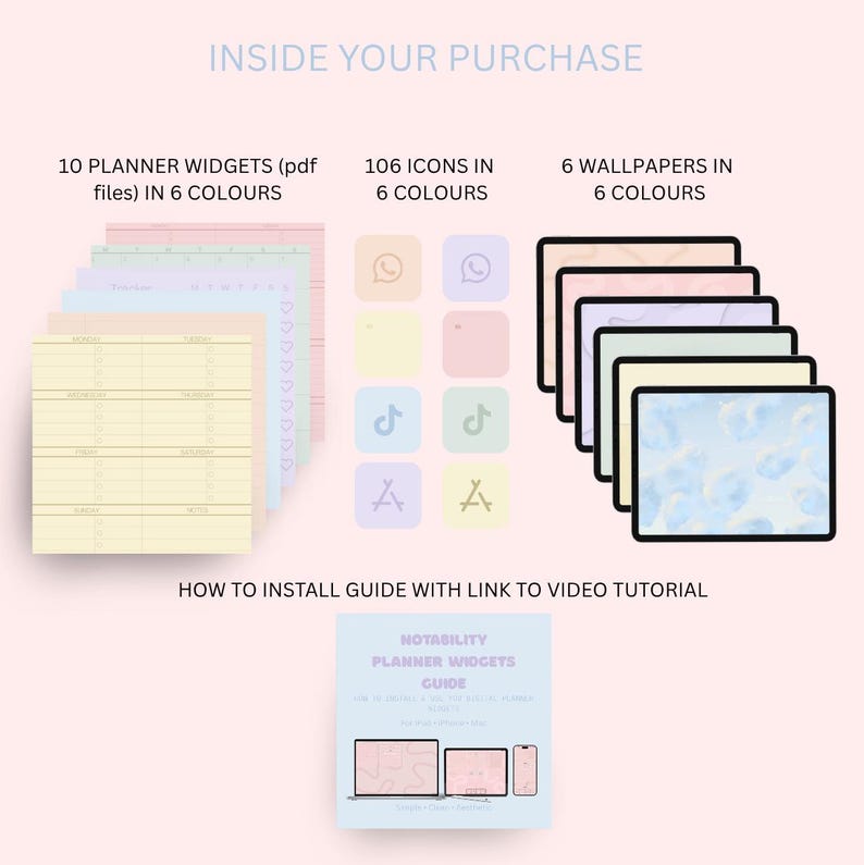 Notability Pastel Widgets | Minimal Planner IOS Theme Kit (digital ...