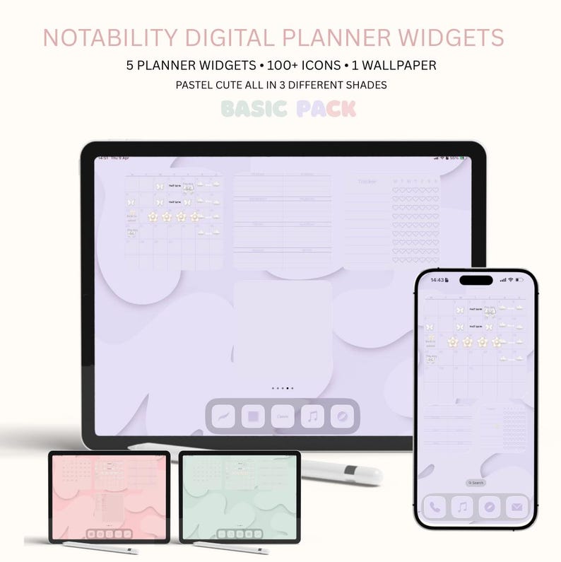 Notability Digital Planner Widgets | Pastel Minimalist IOS Theme Pack ...