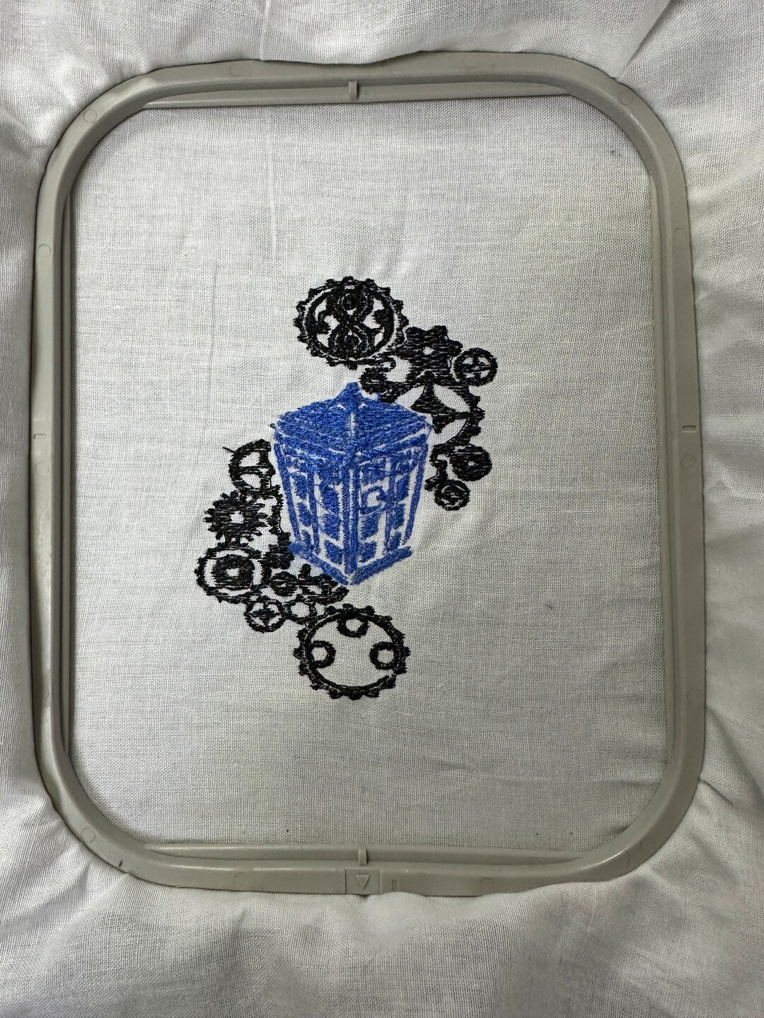 Tardis and Gears Embroidery Machine File - Etsy