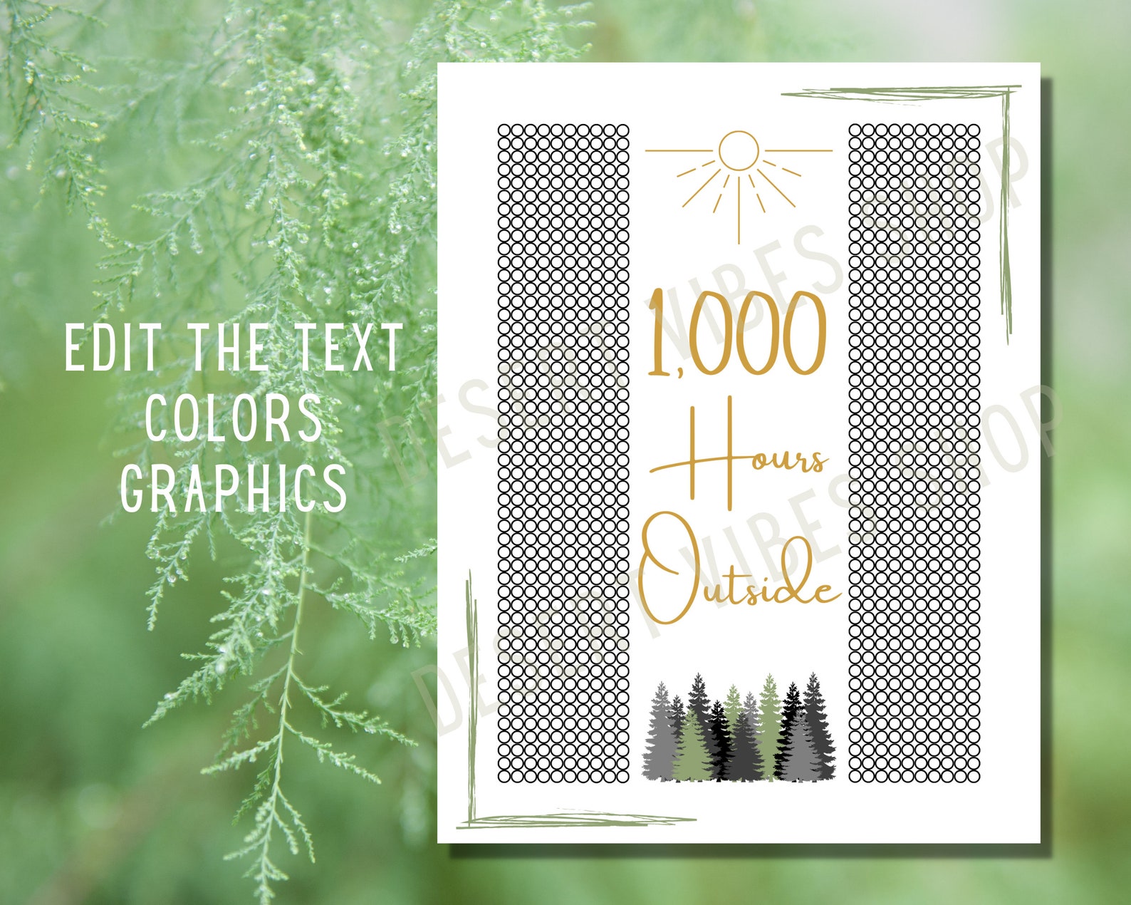 1000 Hours Outside Tracker Template - Digital Outdoor Activity Tracker ...