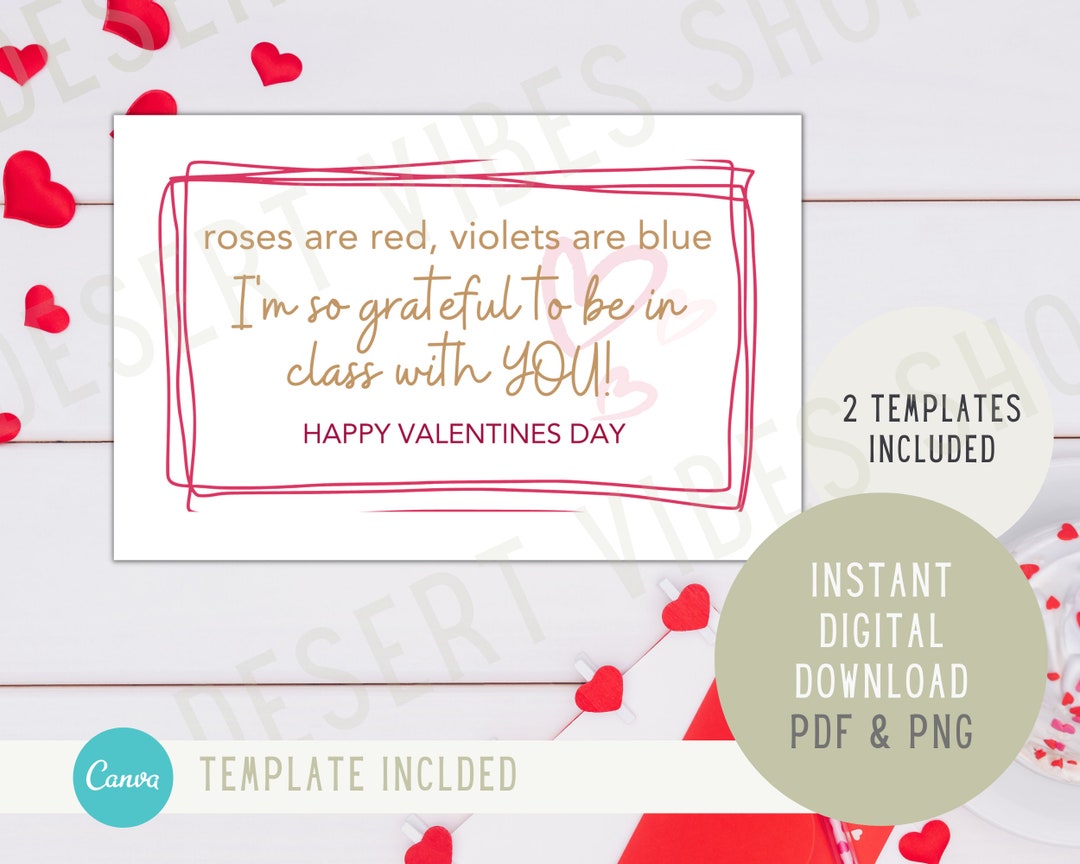 Classroom Valentines | Printable Student Valentine Cards | Instant ...