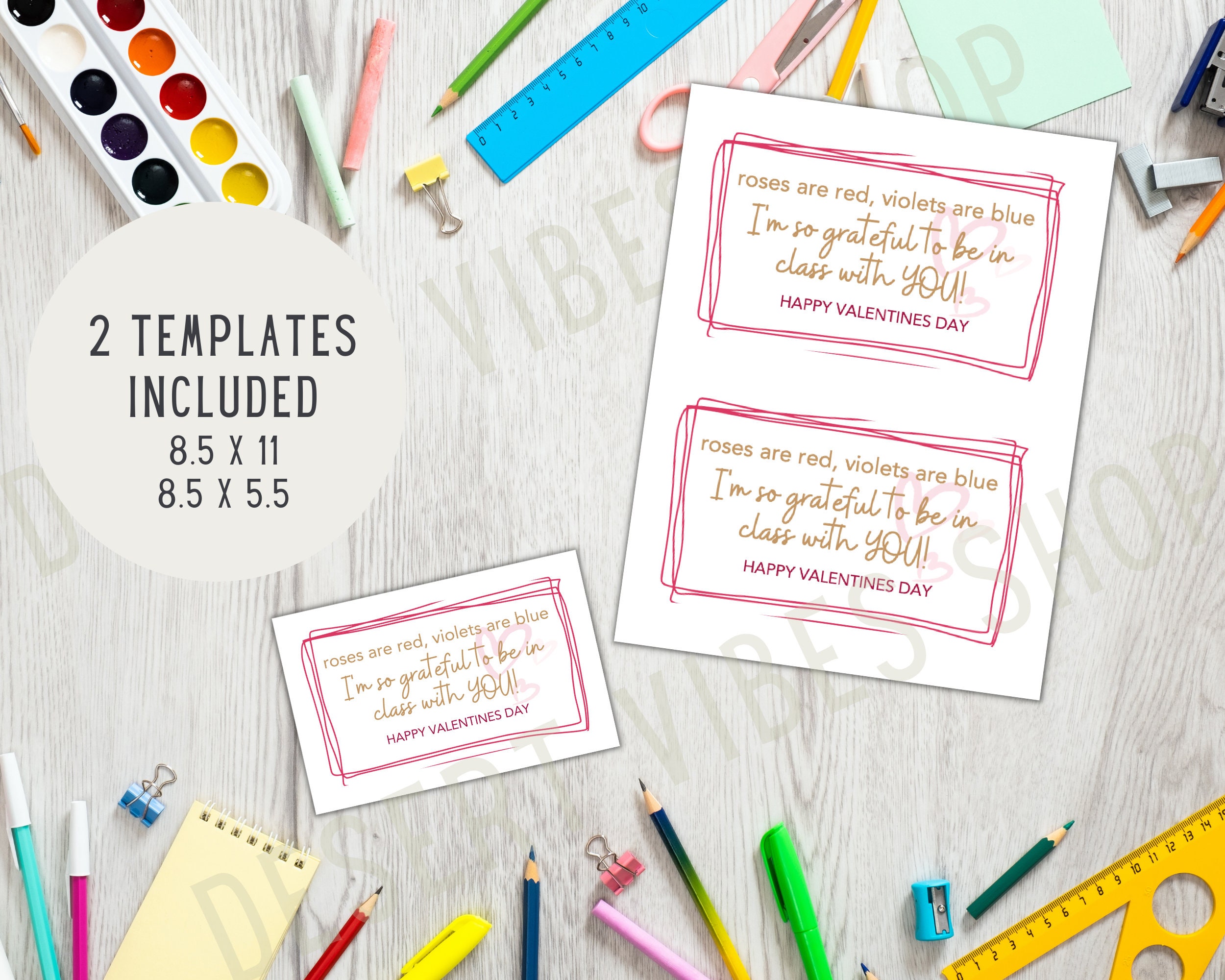 Classroom Valentines | Printable Student Valentine Cards | Instant ...