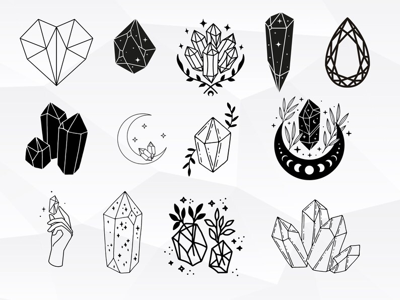 Crystal SVG Bundle - 50 DESIGNS! | Crystals for Crafts, Scrapbooking ...