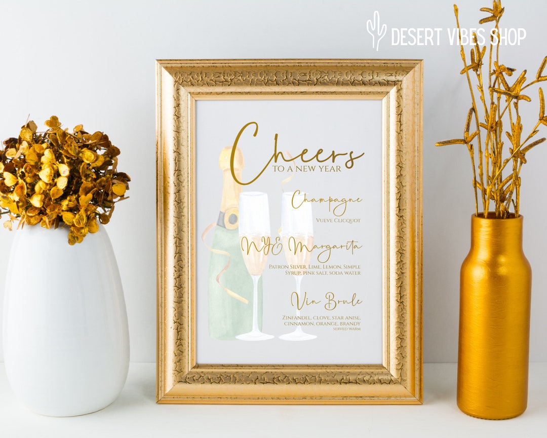 Customizable NYE Drink Menu | New Years Eve Cocktail Menu | Editable ...