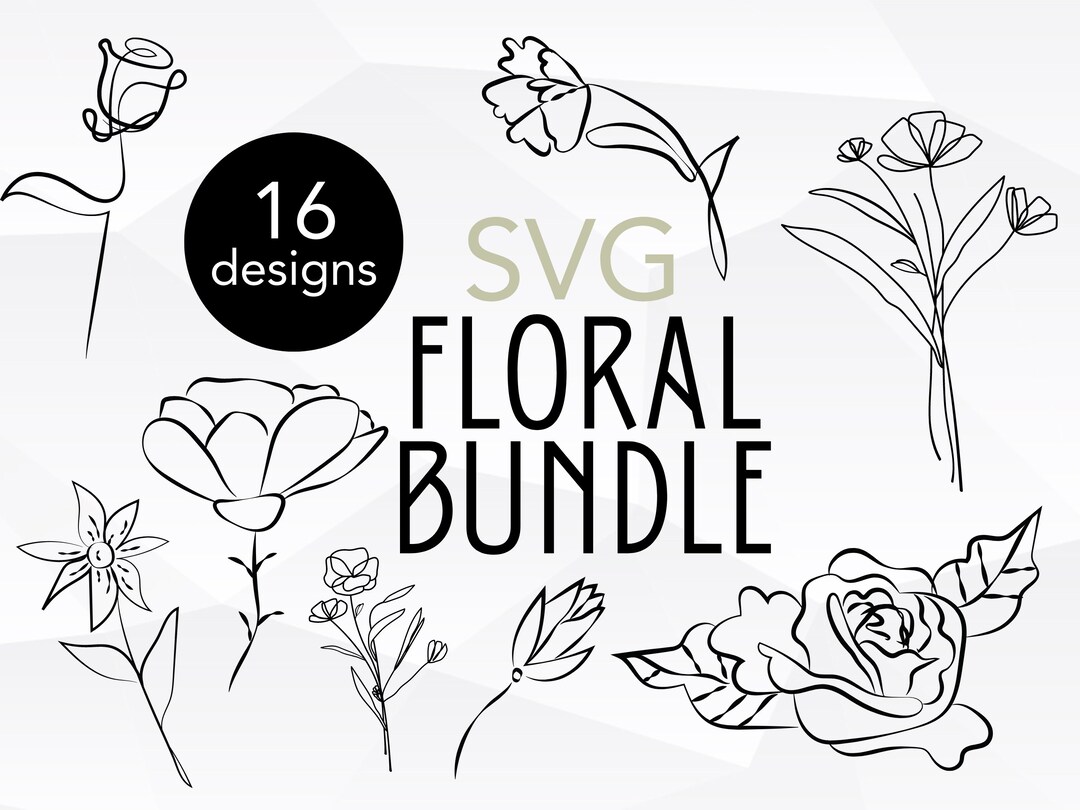 Floral SVG Bundle - 16 DESIGNS! | Dainty Flower SVG Files - Etsy