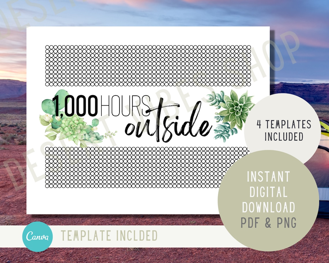 1000 Hours Outside Tracker Template - Digital Outdoor Activity Tracker ...