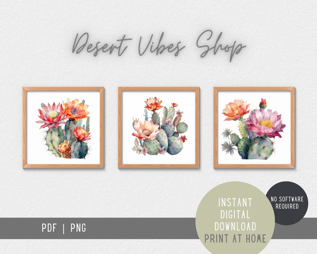 Modern Succulent Watercolor Wall Art Printable - Three Designs | Cactus ...