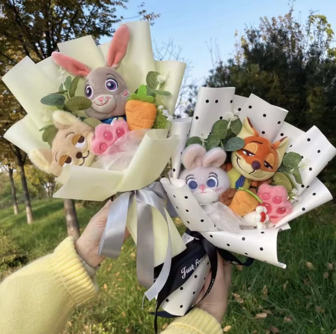 Zootopia Plush Bouquet Gift | Judy Hopps & Nick Wilde Stuffed Animal ...