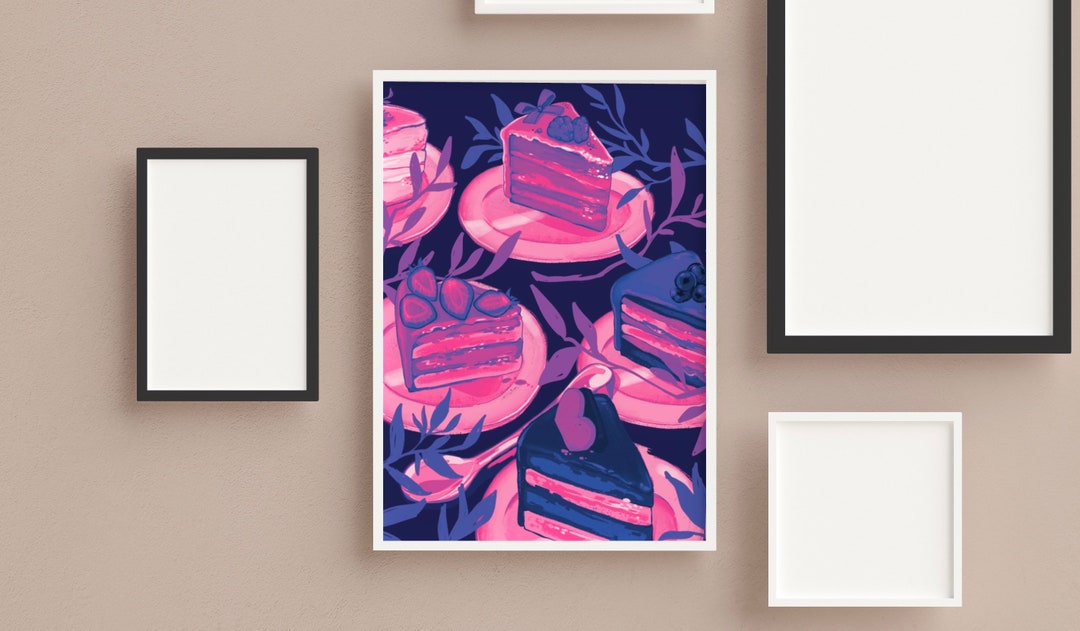 Pink Aesthetic Cakes Poster Illustration - Etsy