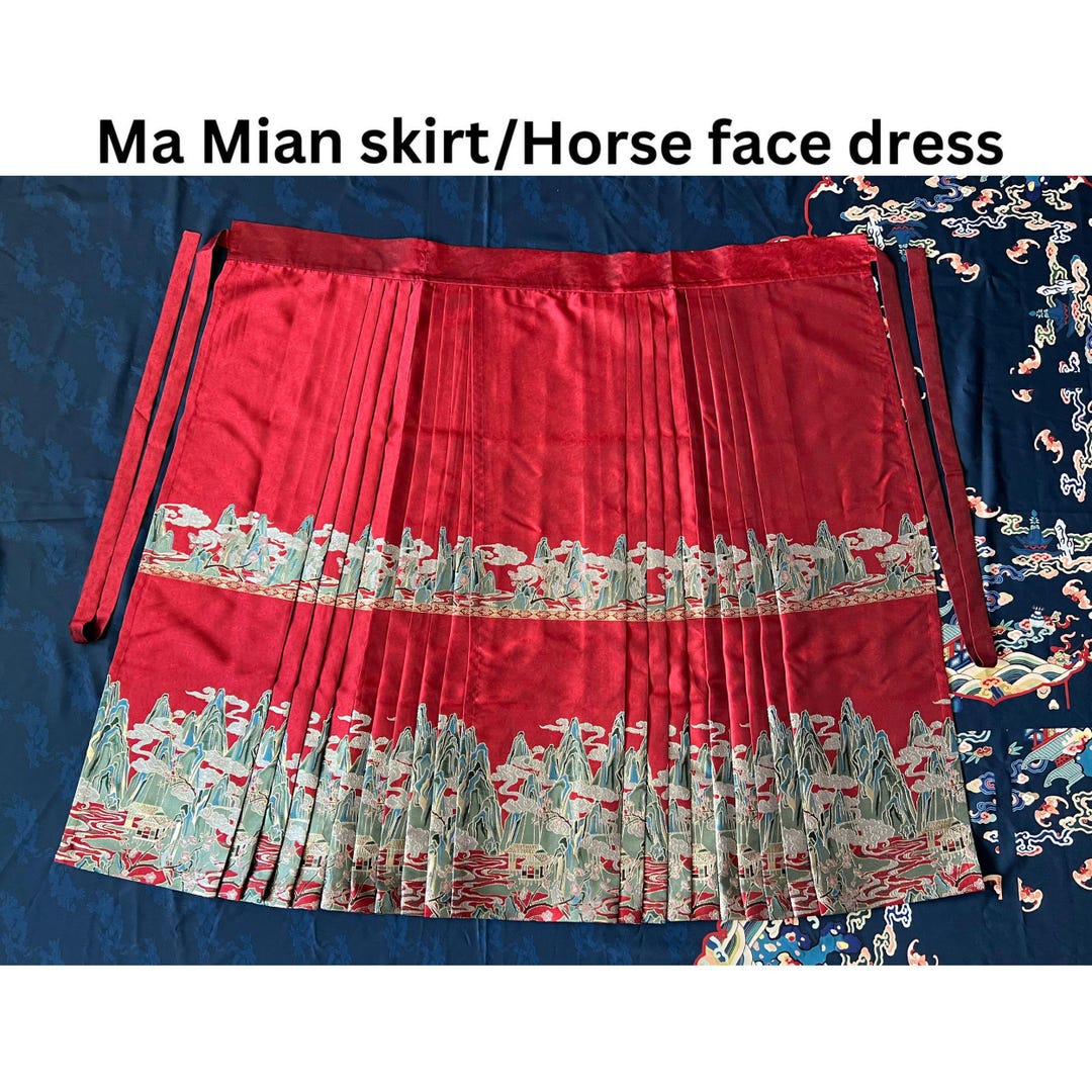 Traditional Women Hanfu, for Waist 78-85cm, Chinese Vista Terrain Print ...