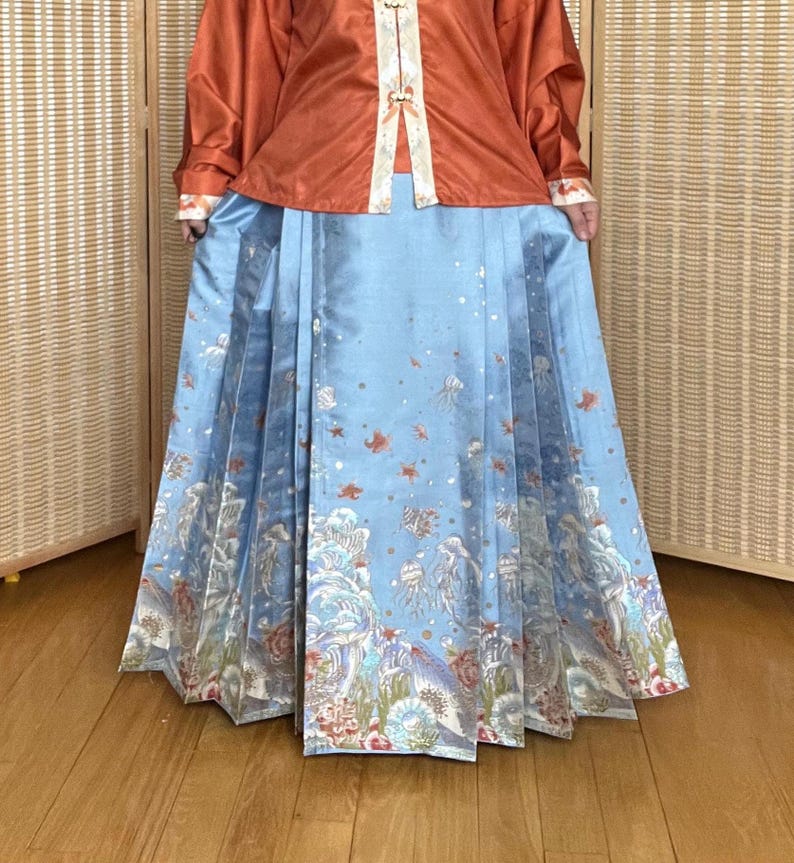 Clearance, Chinese Women Hanfu, Gold Thread Hanfu, Ma Mian Skirt, Horse ...