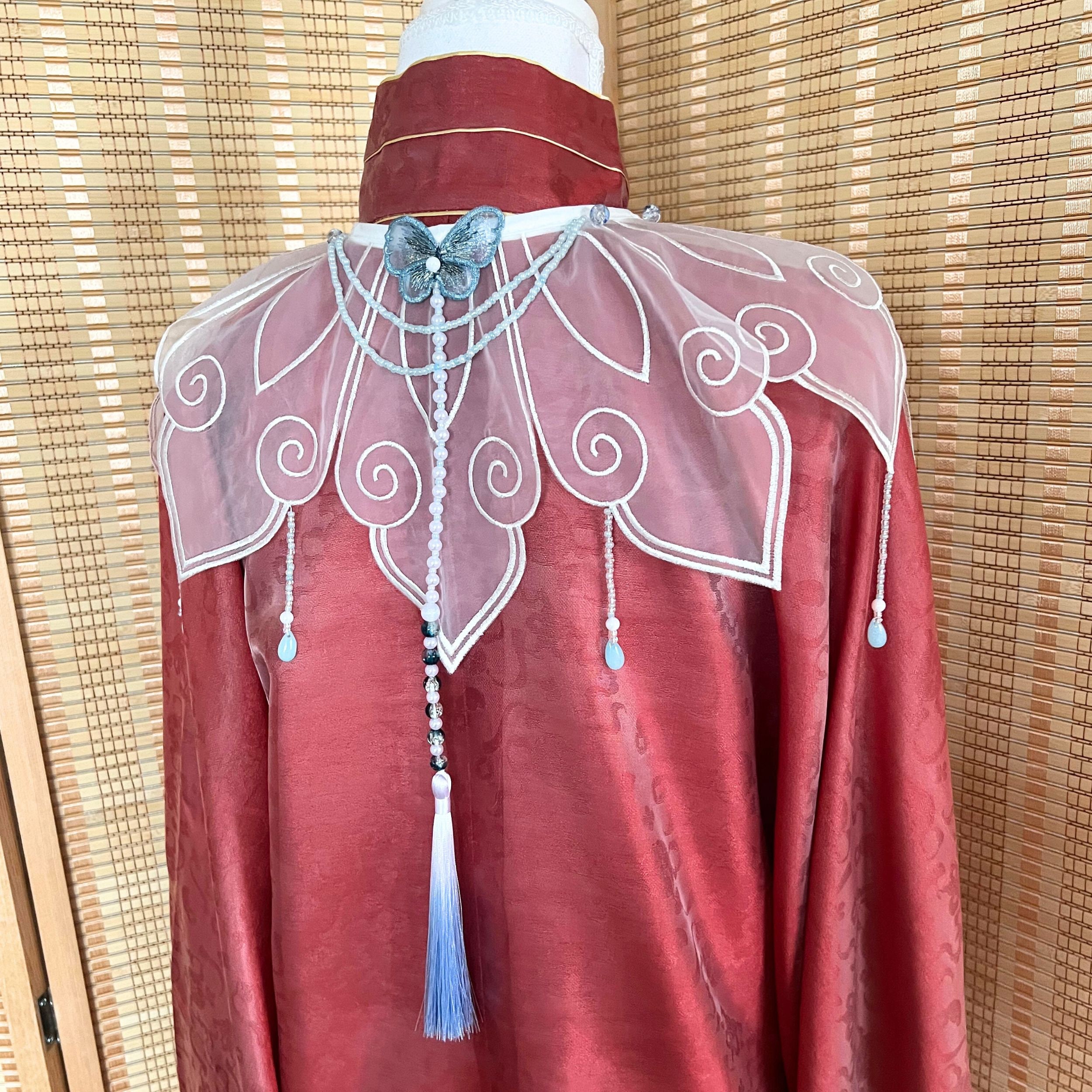 Chinese Hanfu Accessories, Bead Tassel, Cloud Shoulder, Embroidered ...