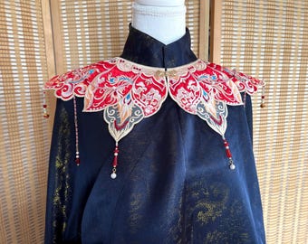 Chinese Hanfu Accessories, Yunjian Garment Collar, Embroidered Cloud ...