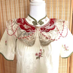 Traditional Chinese, Embroidered Hanfu Accessories, Yunjian Collar, Red ...