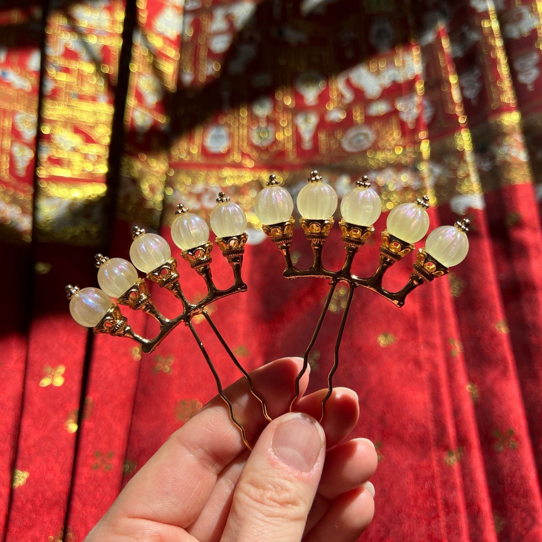 Hanfu Accessory, Women's Hairpin, Glaze Bead, Modern Stylish ...