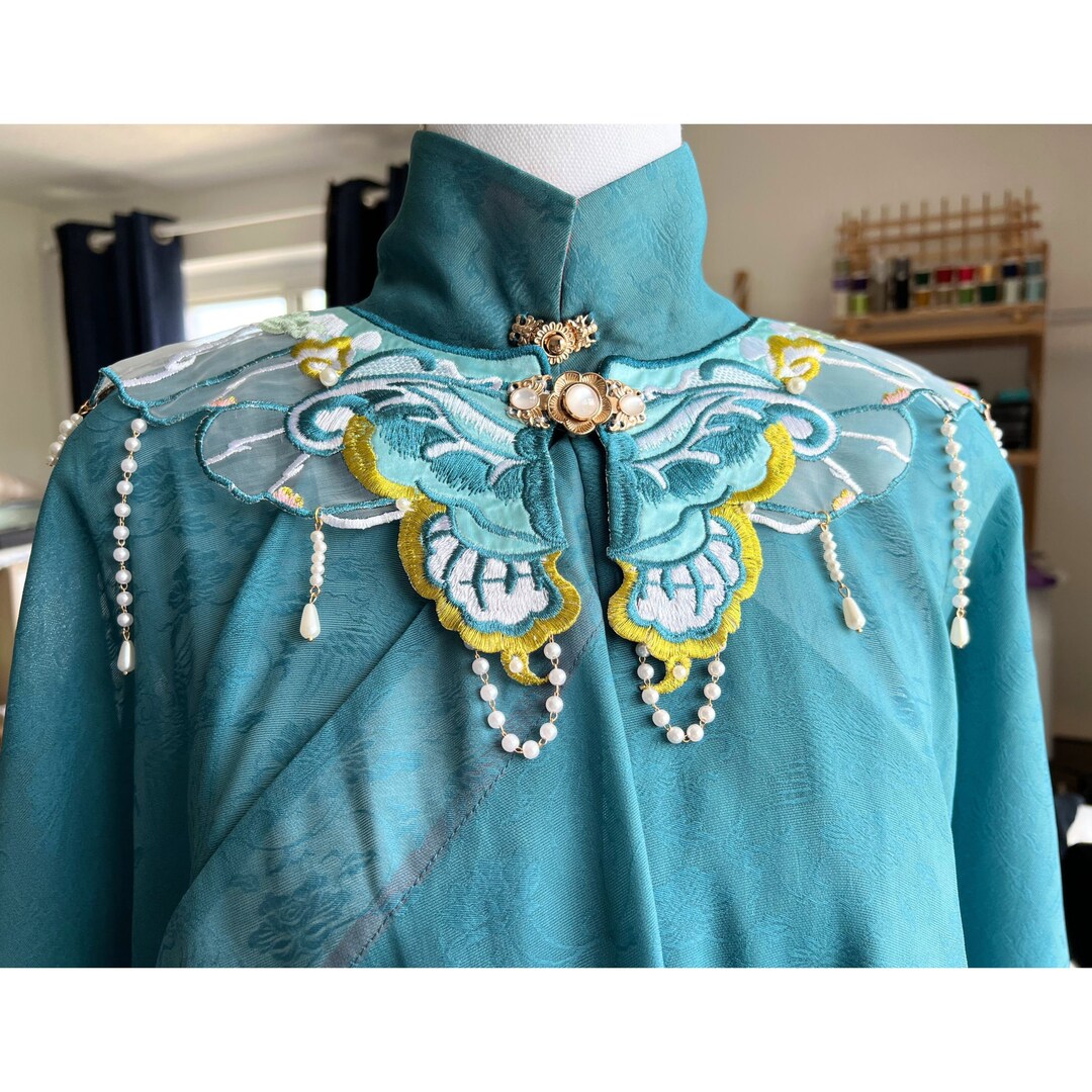 Traditional Chinese Hanfu Decor, Pearl Yunjian Garment Collar, Chinese ...