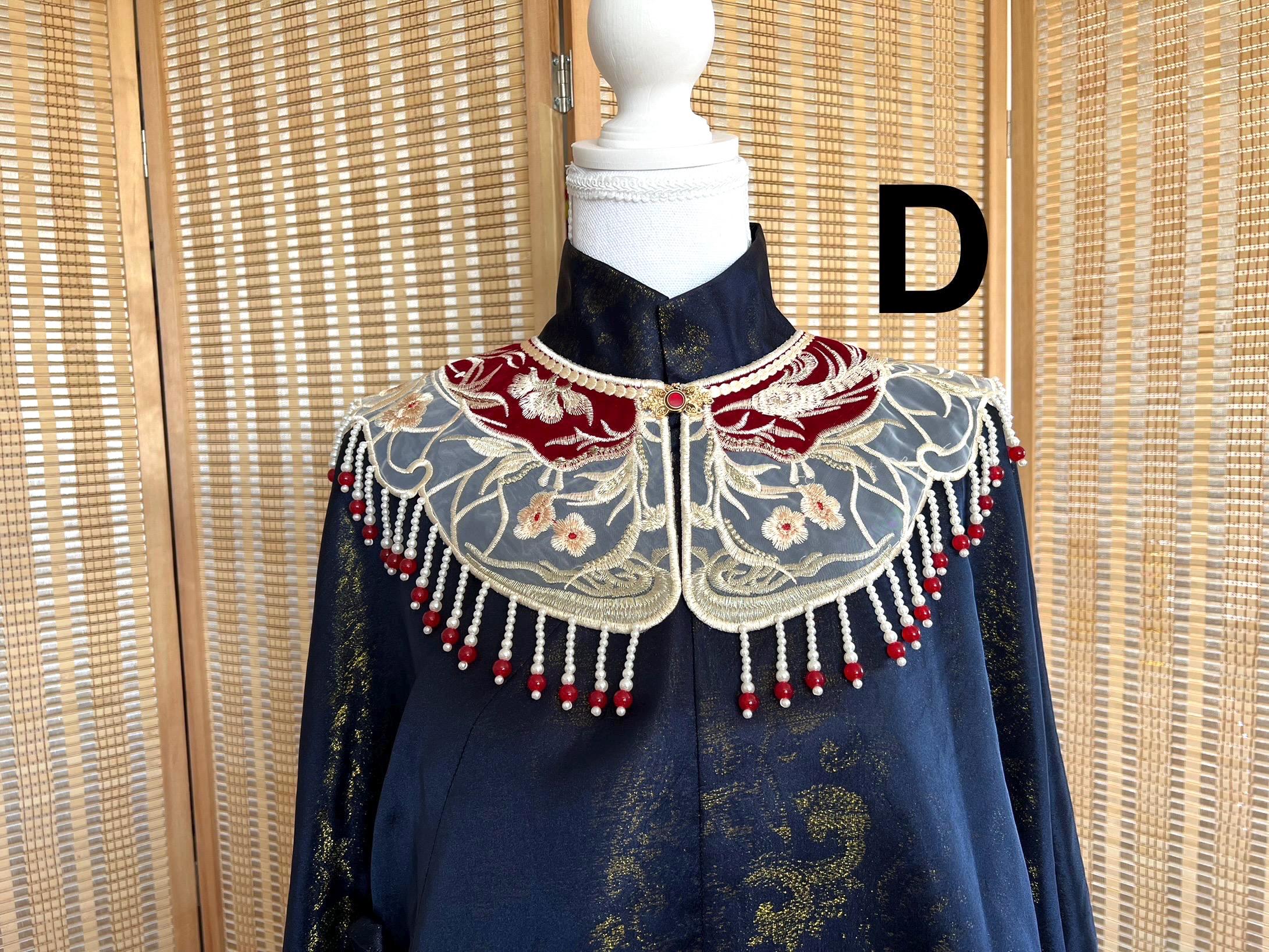 Traditional Chinese, Embroidered Hanfu Accessories, Yunjian Collar, Red ...