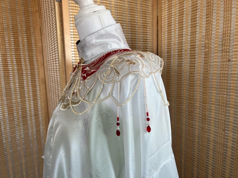 Traditional Chinese, Embroidered Hanfu Accessories, Yunjian Collar, Red ...