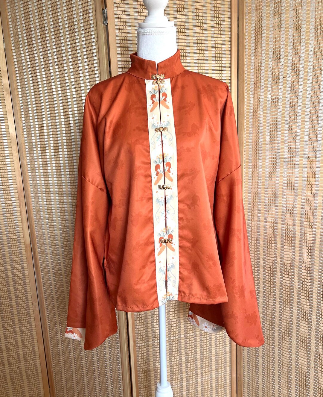 Chinese Hanfu, Printed Rabbbit, Orange Hanfu Top, for Chest up to 98cm ...