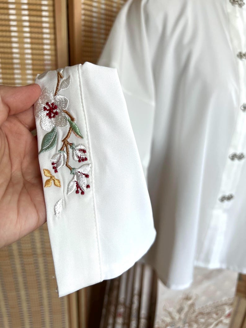 Chinese Women Hanfu, White Hanfu Top, Embroidered Hanfu Shirt, Asian ...