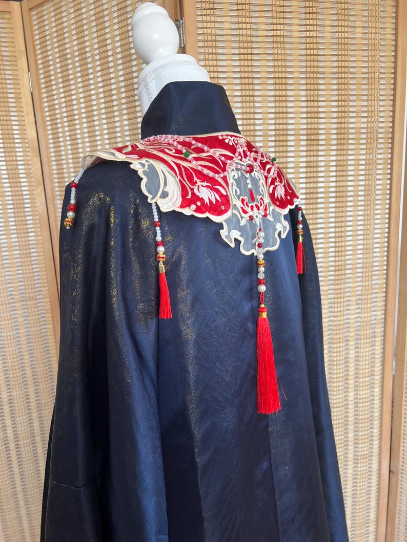 Traditional Chinese, Embroidered Hanfu Accessories, Yunjian Collar, Red ...