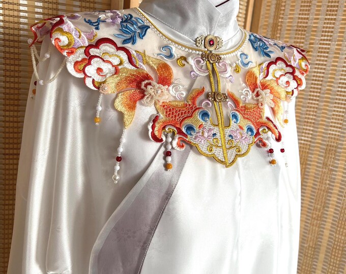 Chinese Hanfu Accessories, Yunjian Garment Collar, Embroidered Cloud ...
