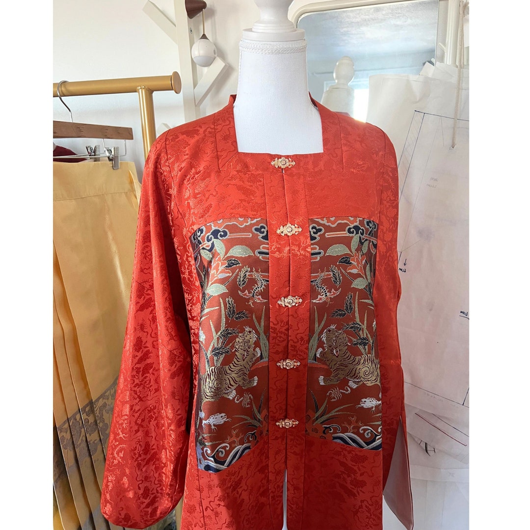 Chinese Traditional Hanfu, Ming Dynasty, Polyester Brocade Fabric ...