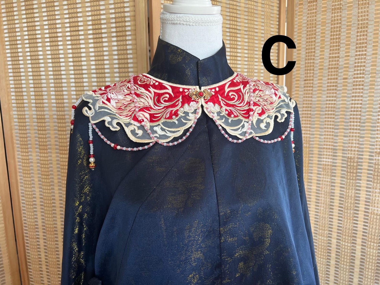 Traditional Chinese, Embroidered Hanfu Accessories, Yunjian Collar, Red ...