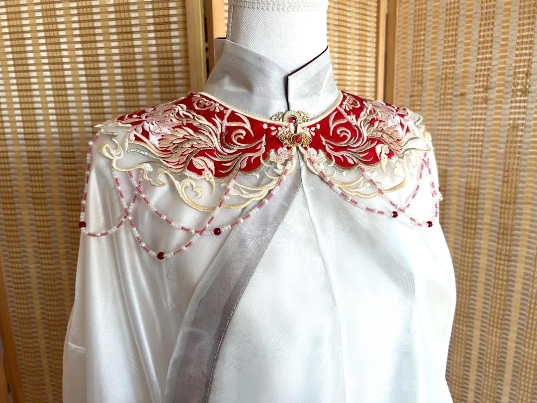 Traditional Chinese, Embroidered Hanfu Accessories, Yunjian Collar, Red ...