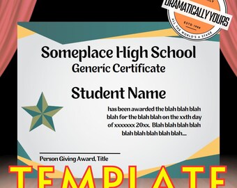 Generic Award Certificate 06, Canva Template, Theater Director, Actor ...