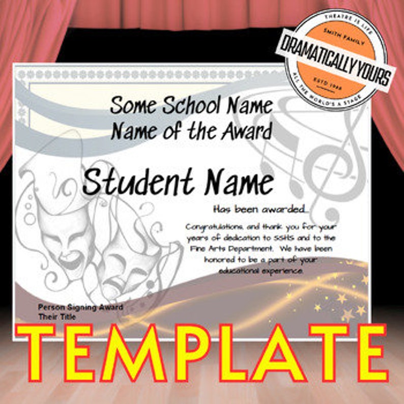 Fine Arts Award Certificate, Canva Template, Theater Director, Actor ...