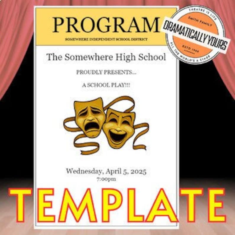 Printable Theatre Program Template | Customizable Canva Handbill for ...