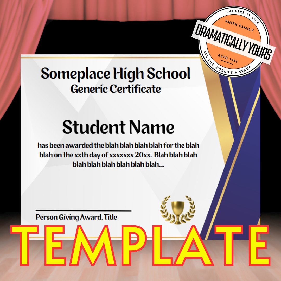 Generic Award Certificate 06, Canva Template, Theater Director, Actor ...