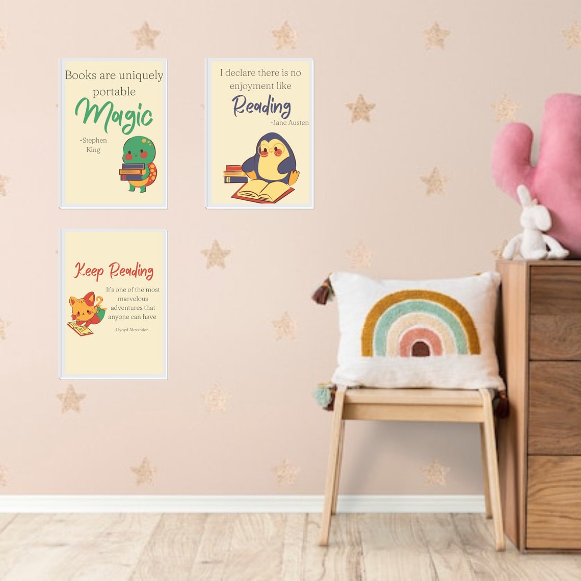 Boho Reading Posters for Reading Nook or Classroom Decor/set of 3 ...