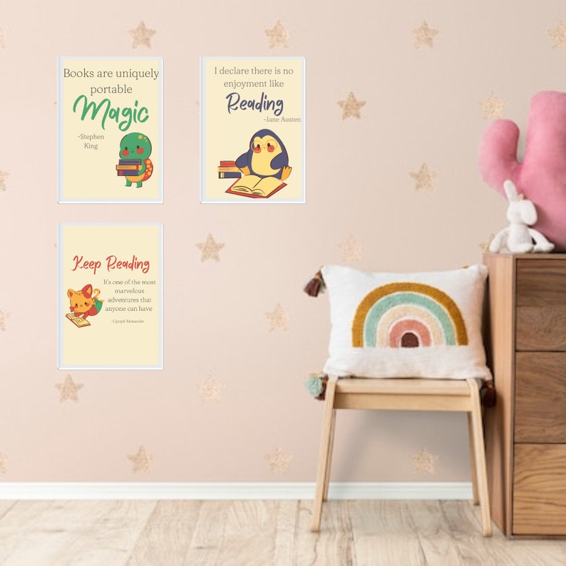 Boho Reading Posters for Reading Nook or Classroom Decor/set of 3 ...