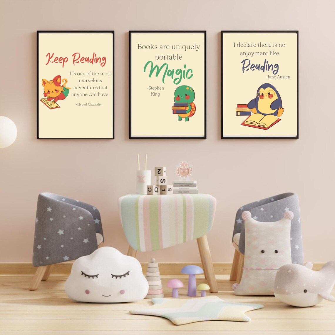 Boho Reading Posters for Reading Nook or Classroom Decor/set of 3 ...