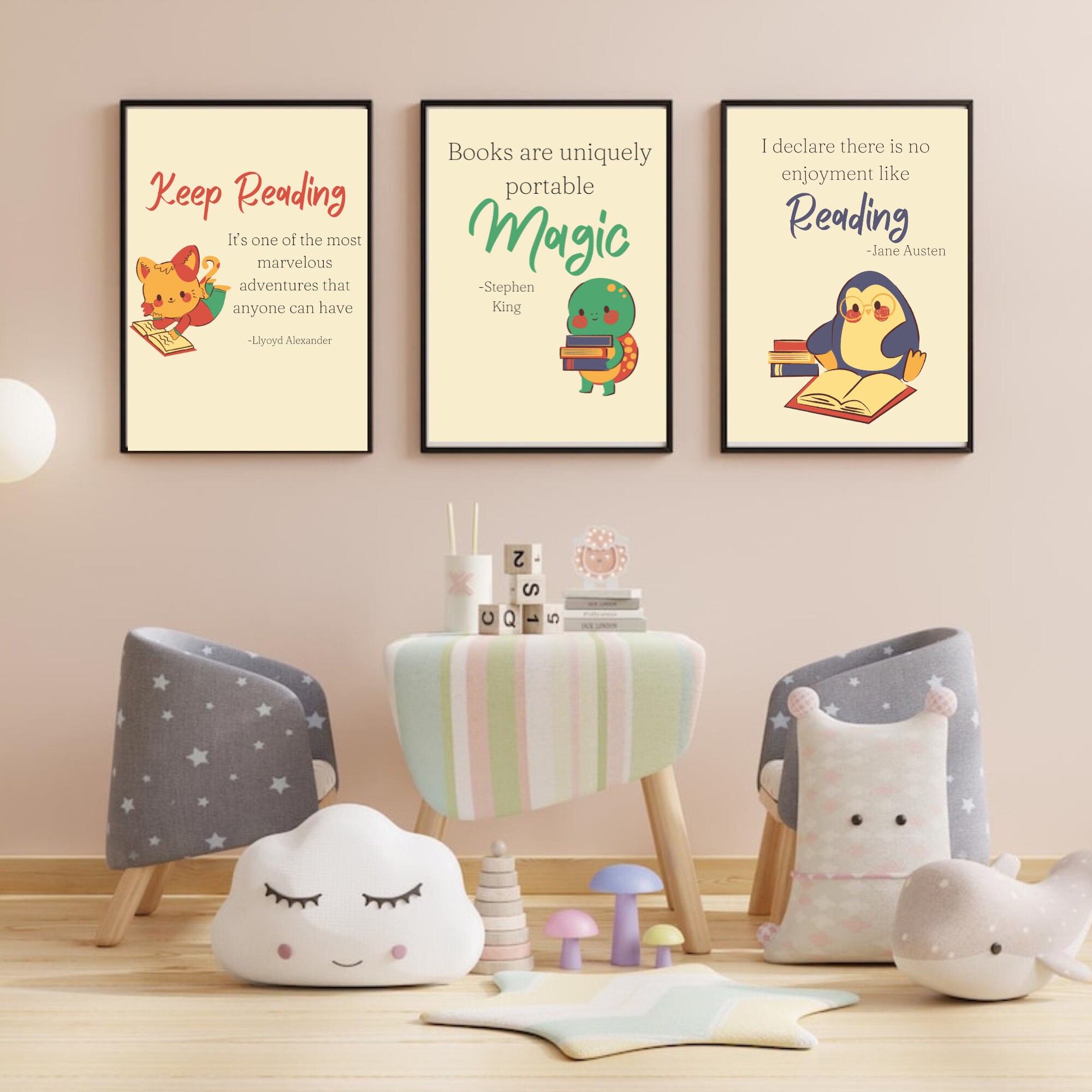 Boho Reading Posters for Reading Nook or Classroom Decor/set of 3 ...