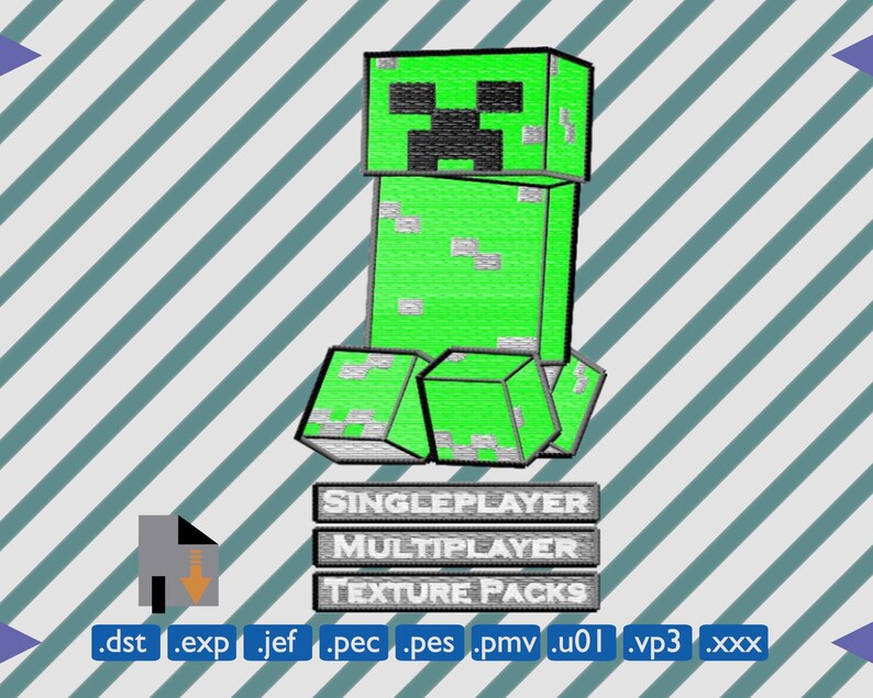 Creeper Minecraft Embroidery Service Minecraft Gaming Digital Logo ...