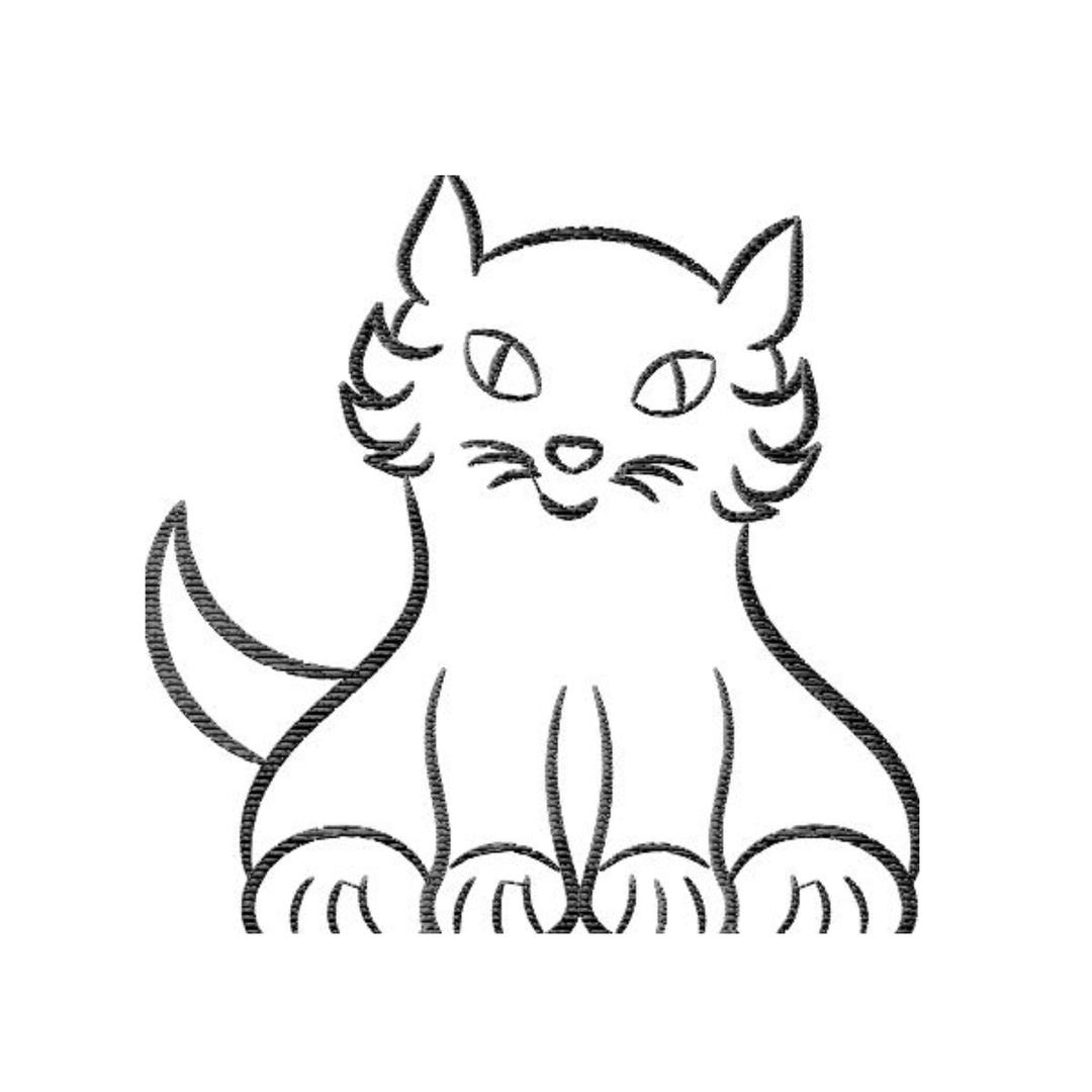 Cat Outline Embroidery Cat Silhouette DIY Project Blanket Pillow Towel ...