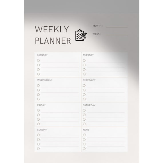Minimal Weekly Planner Back to School Planner Digital - Etsy
