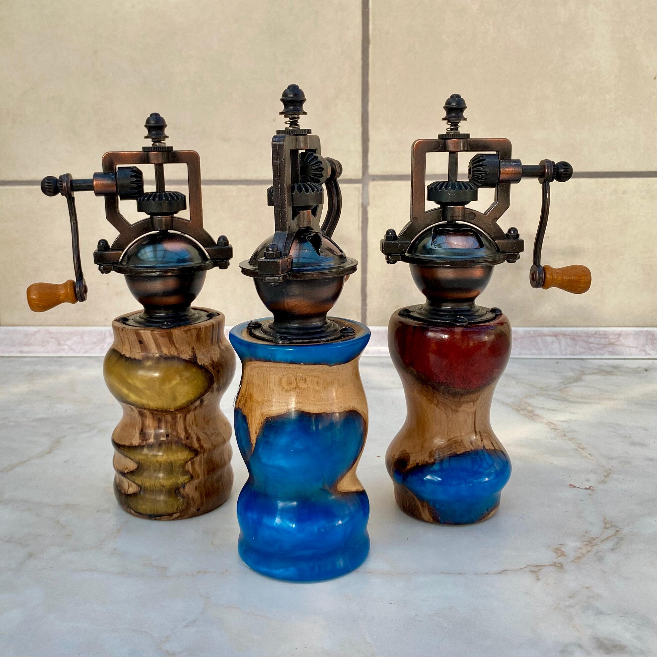 Handmade Pepper Mill, Lathe-turned From Wood and Epoxy Resin. - Etsy