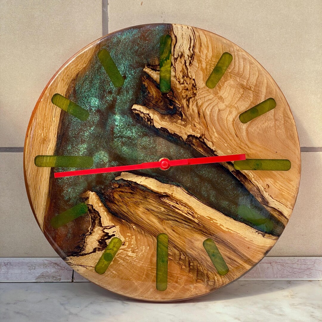 Wood and Epoxy Resin Clock - Etsy