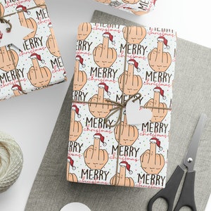 Funny Middle Finger Wrapping Paper Roll, Christma Santa Middle Finger ...