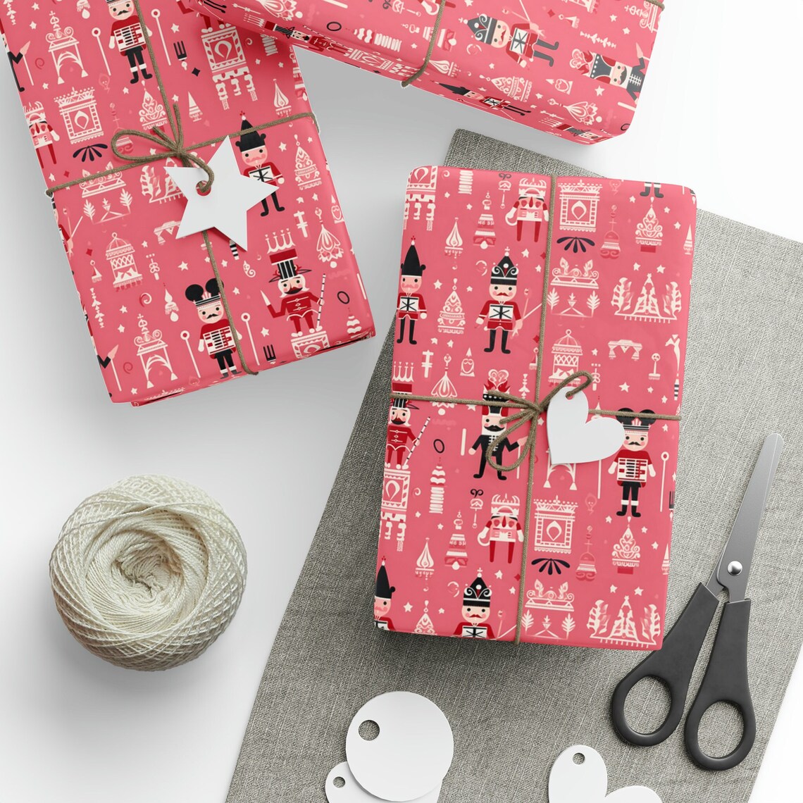 Vintage Pink Nutcracker Gift Wrapping Paper Roll, Vintage Christmas ...
