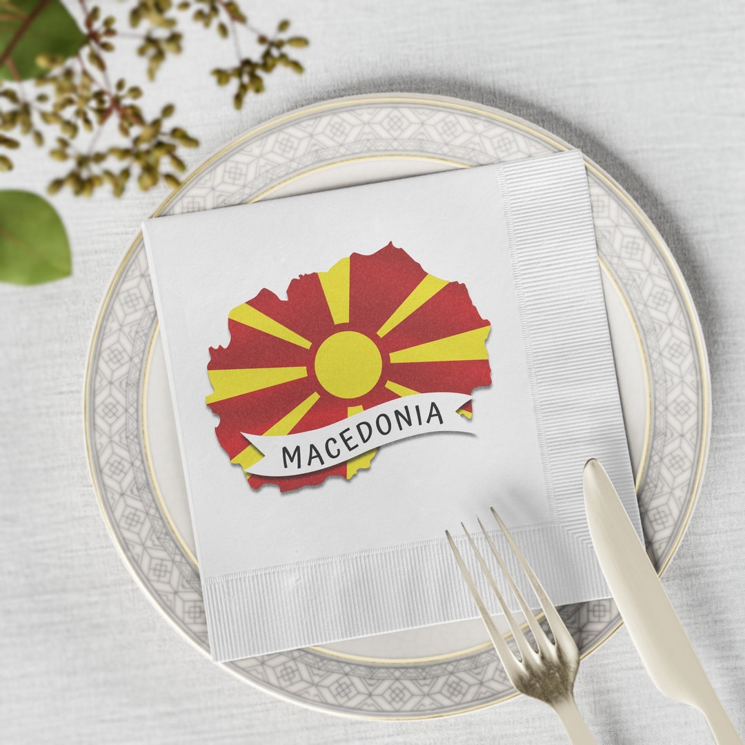 Macedonia White Coined Napkins, Macedonia Flag Party Napkins, Macedonia ...