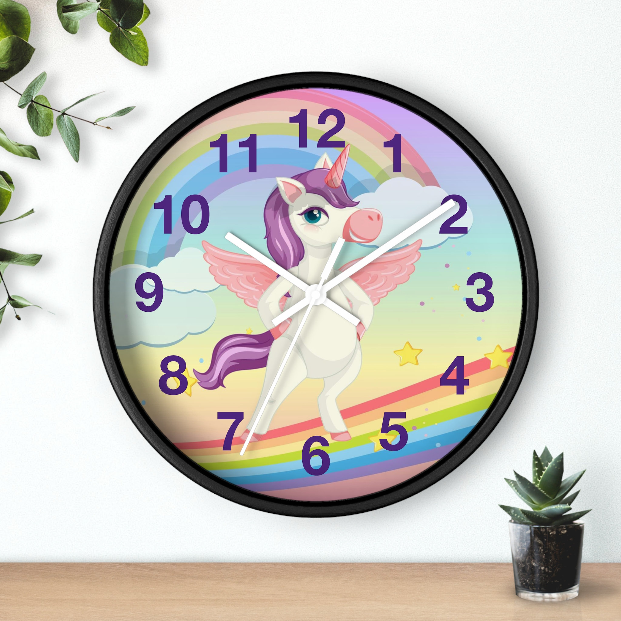Unicorn Wall Clock, Beautiful Unicorn Clock, Rainbow Unicorn Wall Clock ...